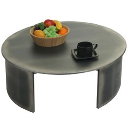 Couchtisch MCW-L74, Beistelltisch Wohnzimmertisch, MVG-zertifiziert Industrial, rund &Oslash;80cm, Metall-Optik geb&uuml;rstet