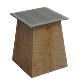 Hocker MCW-L76, Sitzhocker Holzhocker, Industrial Massiv-Holz MVG-zertifiziert, natur mit Metall-Optik