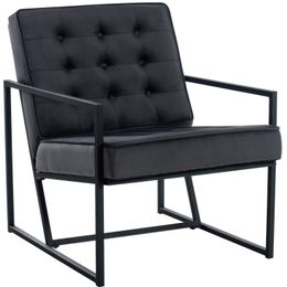 CLP Lounger Avon Samt - Lesesessel Mit Gestepptem Samtbezug Und Stabilem Metallgestell