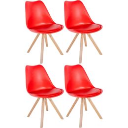 CLP 4er Set Stühle Sofia Kunststoff I Esszimmerstühle Mit Kunstledersitz und Kunststoffschale I Kunststoffstühle Mit 4-Fuß Holzgestell