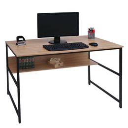 Schreibtisch MCW-K80, B&uuml;rotisch Computertisch Arbeitstisch Ablage, Metall MDF 120x60cm ~ natur