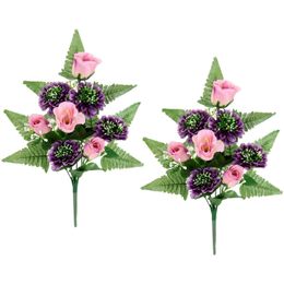 Kunstblume Bouquet Rosen und Gerbera zum Legen, I.GE.A., Höhe 45 cm, 2er Set Kunstblumenstrauß, rosa