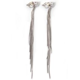 Firetti Paar Ohrclips mehrreihig, edel, feminin, mit Glassteinen, silberfarben|weiß
