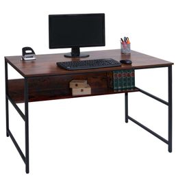 Schreibtisch MCW-K80, B&uuml;rotisch Computertisch Arbeitstisch Ablage, Metall MDF 120x60cm ~ braun