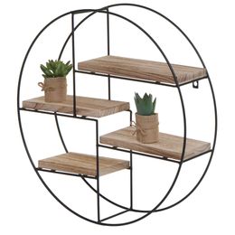 Wandregal MCW-K76, H&auml;ngeregal Schweberegal Regal, 4 Regalb&ouml;den Metall Massiv-Holz Industrial 45x45x11cm ~ natur