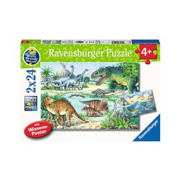 RAVENSBURGER VERLAG Puzzle SAURIER UND IHRE LEBENSRÄUME 2x24-teilig