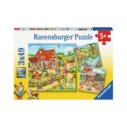 RAVENSBURGER VERLAG Puzzle FERIEN AUF DEM LAND 3x49-teilig