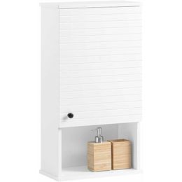 sobuy BZR25-W Hängeschrank mit Einer Tür und einem Fach Wandschrank Küchenschrank Badhängeschrank Medizinschrank Badmöbel Weiß BHT ca. 40x76x21cm