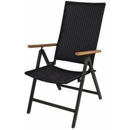 BURI Alu-Klappsessel Serra braun oder schwarz Sessel Gartenstuhl Relax-Gartensessel