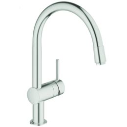 Grohe Einhand-SPT-Batterie Minta 32918 DN15 herausz. Mousseurauslauf supersteel 32918DC0