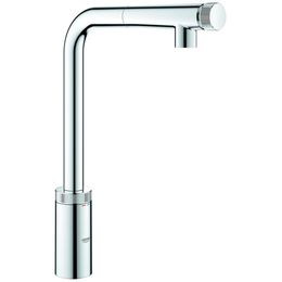 Grohe SPT-Batterie Minta Smart Control 31613 L-Auslauf auszb. Spülbrause chrom, 31613000 31613000