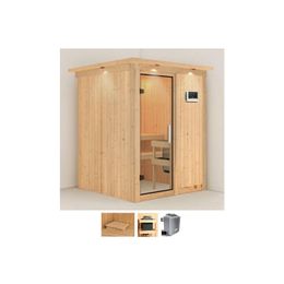 Karibu Sauna Norma, BxTxH: 165 x 165 x 202 cm, 68 mm, (Set) 9 KW-Ofen mit externer Steuerung, beige