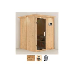 Karibu Sauna Norma, BxTxH: 165 x 165 x 202 cm, 68 mm, (Set) 9 KW-Ofen mit externer Steuerung, beige