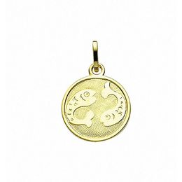 Adelia´s Adelia´s Kette mit Anhänger 333 Gold Sternzeichen Anhänger Fisch Ø 11,8 mm, Schmuckset - Set mit Halskette, goldfarben