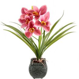 Kunstblume Orchidee, my home, Höhe 40 cm, Mit Blätter im Topf aus Zement Künstliche Blume Cymbidium-Orchidee, rosa
