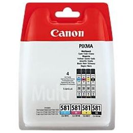 Canon CLI-581 Original Tintenpatrone 2103C005 Schwarz, cyan, magenta, gelb 4 Stück Multipack