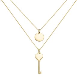 Schmuckset Smart Jewel "2x Anhänger, jeweils mit Kette, Silber 925" Schmuck-Sets Gr. 50 cm, goldfarben (gold) Damen Schmucksets