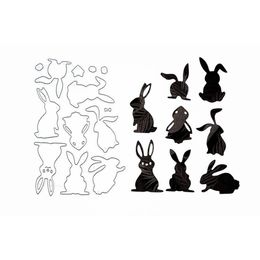 Stanzenshop.de Motivschablone Stanzschablone Osterhasen Set mit acht Hasen