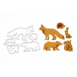 Stanzenshop.de Motivschablone Stanzschablone Set für Waldtiere: Fuchs Igel Hase Eichhörnchen Dachs