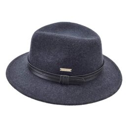 Seeberger Fedora Wollfilzfedora mit schwarzer Kunstlederumlage 70425-1