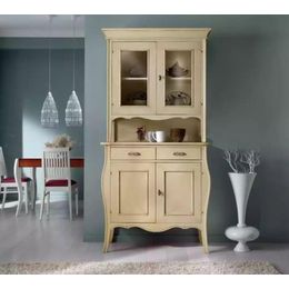 JVmoebel Vitrine Beige Glasschrank Vitrine Luxus Schrank Holz Stil Möbel Neu (1-St., Nur Vitrine) Made in Italy