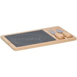 Alpina Käsebrett Käseservierset - Käsebrett + Messer und Gabel 28,5 x 17 cm, (3-St)
