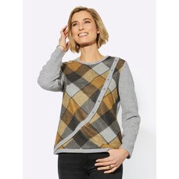 Langarmshirt Classic Basics "Winter-Shirt" Gr. 54, gelb (ocker, steingrau, bedruckt) Damen Shirts Jersey