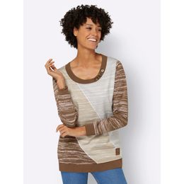 Sweatshirt Casual Looks Gr. 44, braun (braun, ecru, bedruckt) Damen Sweatshirts