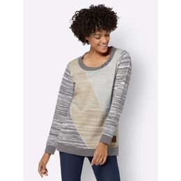 Sweatshirt Casual Looks Gr. 42, grau (grau, ecru, bedruckt) Damen Sweatshirts