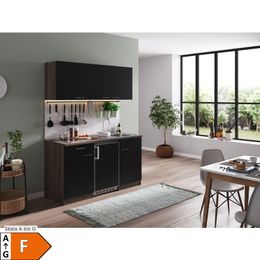 respekta K&uuml;chenzeile KB150EYSC 150 cm Schwarz-Eiche York Nachbildung