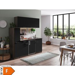 respekta K&uuml;chenzeile KB180EYS 180 cm Schwarz-Eiche York Nachbildung
