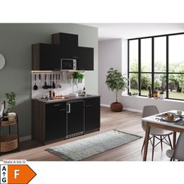 respekta K&uuml;chenzeile KB150EYSMI 150 cm Schwarz-Eiche York Nachbildung