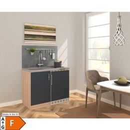 respekta Minik&uuml;che MK100ESGC 100 cm grau - Glaskeramikkochfeld