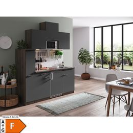 respekta K&uuml;chenzeile KB180EYGMIC 180 cm Grau-Eiche York Nachbildung