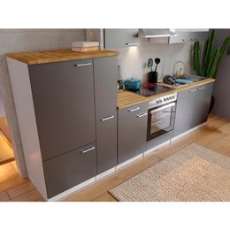 respekta K&uuml;chenzeile KB300WGC 300 cm Wei&szlig; - Grau