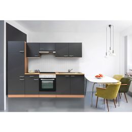 respekta K&uuml;chenzeile KB270BGEC 270 cm Grau-Buche Nachbildung