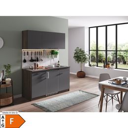 respekta K&uuml;chenzeile KB150EYGC 150 cm Grau-Eiche York Nachbildung