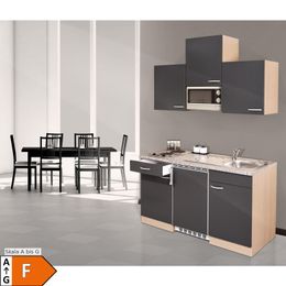 respekta K&uuml;chenzeile KB150BGMI 150 cm Grau-Buche Nachbildung
