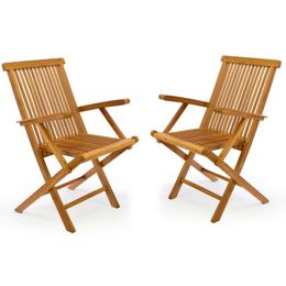 Vcm 2er Set Gartenstuhl Armlehne Stuhl Teak Holz klappbar massiv behandelt