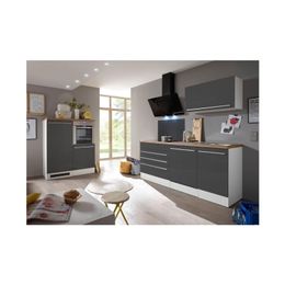 respekta Premium K&uuml;chenzeile mit Mineralite - Einbausp&uuml;lbecken 320 cm, grau