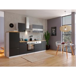 respekta K&uuml;chenzeile KB280WSC 280 cm Wei&szlig; - Schwarz mit Glaskeramik