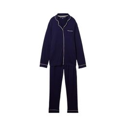 Tom Tailor Damen Unifarbener Pyjama, blau, Uni, Gr. L/40