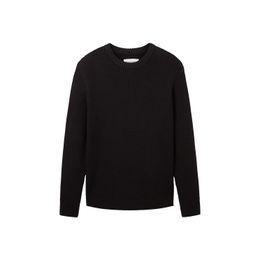 Tom Tailor Denim Herren Sweatshirt mit Struktur, schwarz, Uni, Gr. XXL
