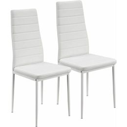 Esszimmerstühle Loja Stühle 2er Set Esszimmerstuhl - Küchenstühle mit Kunstleder Bezug - hohe Lehne stabiles Gestell - Stuhl in Weiß - Juskys