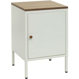 Nachttisch HHG 923, Nachtschrank Kommode Beistelltisch Schrank, Metall 63x40x40cm, Melaminbeschichtet weiß - white