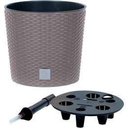 Prosperplast - Rundes Pflanzgefäß 15,3 Liter, mit Innenbehälter + Bewässerungssystem rato & tubus