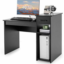 Costway - Schreibtisch mit Schublade und offenen Regalen, Computertisch Holz, Arbeitstisch Bürotisch PC-Tisch für kleine Räume, 104 x 50 x 82 cm,