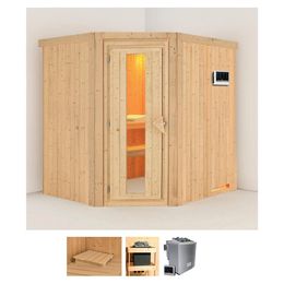Karibu Sauna "Stine" Saunen 9 KW-Bio-Ofen mit externer Steuerung beige (naturbelassen) Saunen
