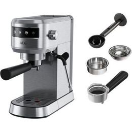 Exzellent: AEG EC6-1-6ST Gourmet 6 Espresso Siebträger Kaffeemaschine | silber/schwarz