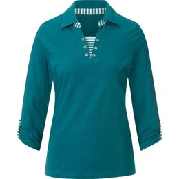 CR&Eacute;ATION L Damen 3/4-Arm-Shirt in 2-in-1-Optik petrol Gr&ouml;&szlig;e 40